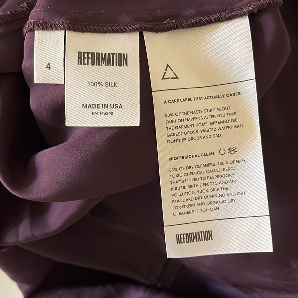 Reformation Silk Dark Purple Dress - Gem